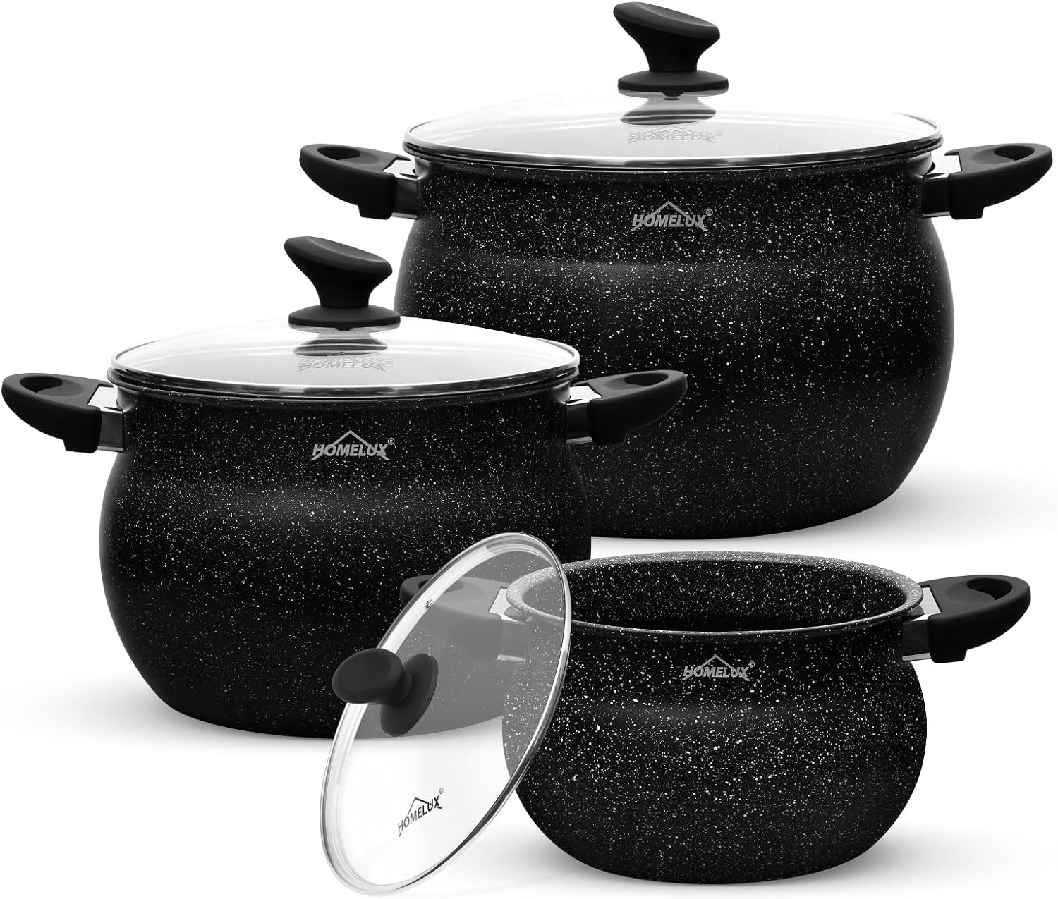 Homelux Kochtöpfe Set: Induktion, Antihaft, Spülmaschine, Glasdeckel ...