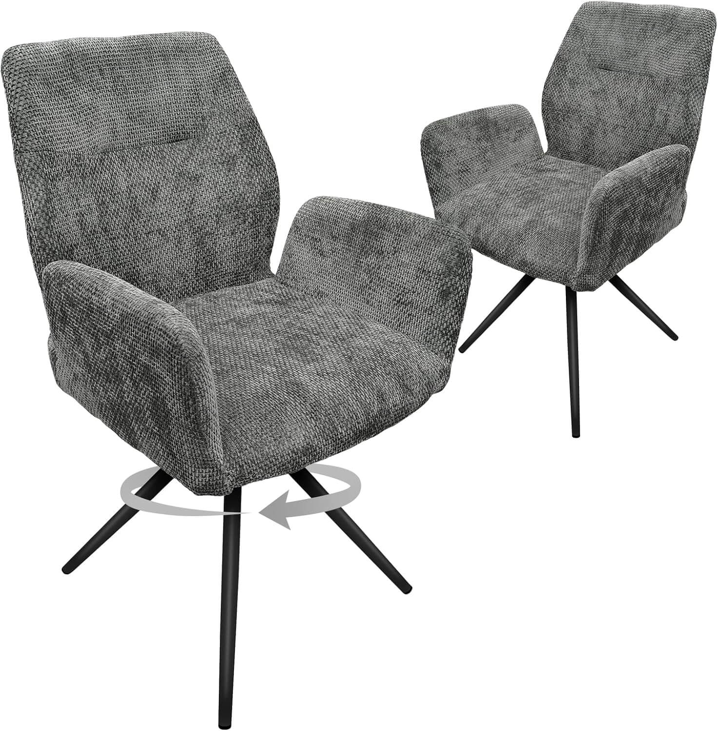 HOMELUX Drehstühle 2er-Set Polsterstühle mit Metallbeinen & Rückenlehn